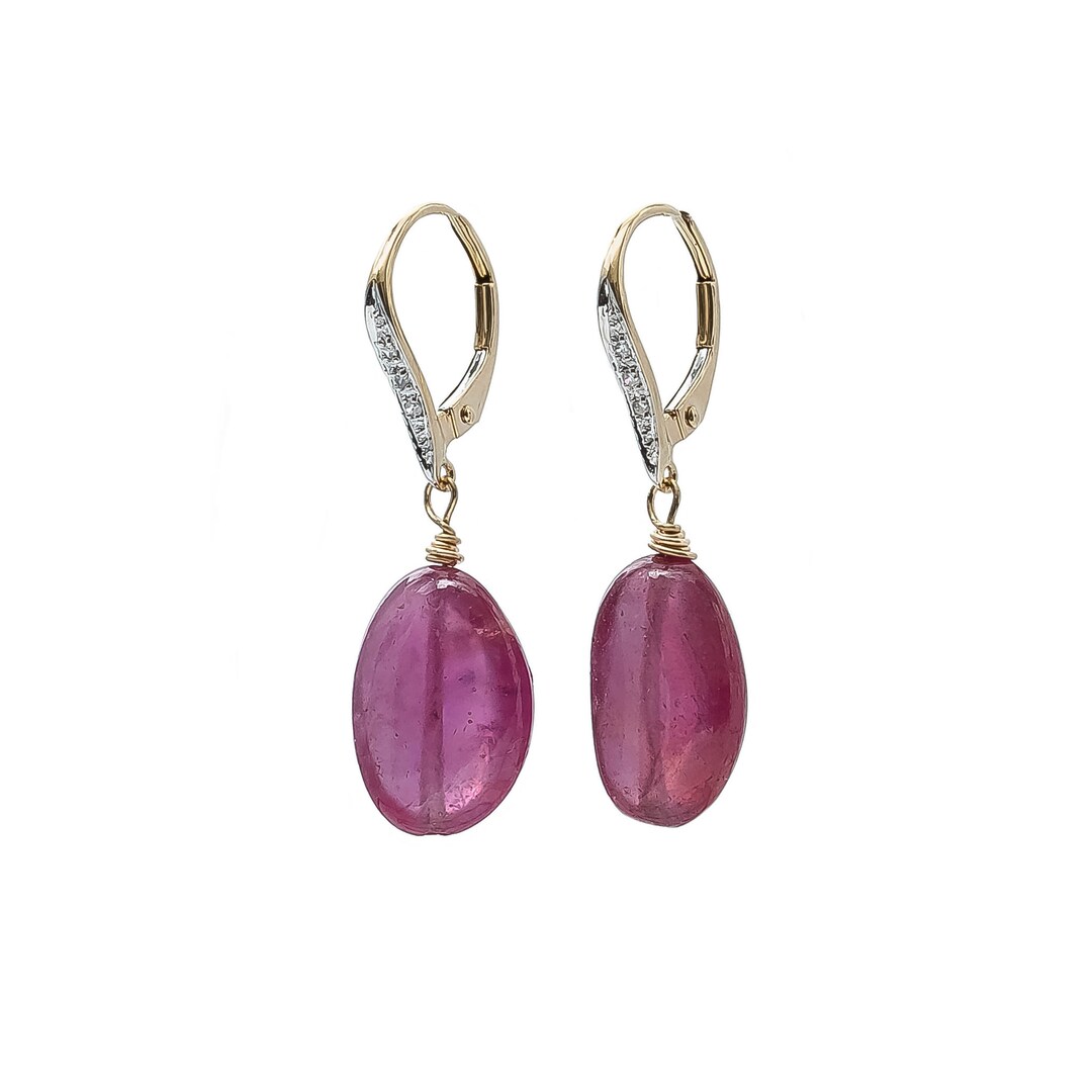 Nadean Designs Ruby Gemstone Earrings*solid 14k Gold Diamond*high Grade ...