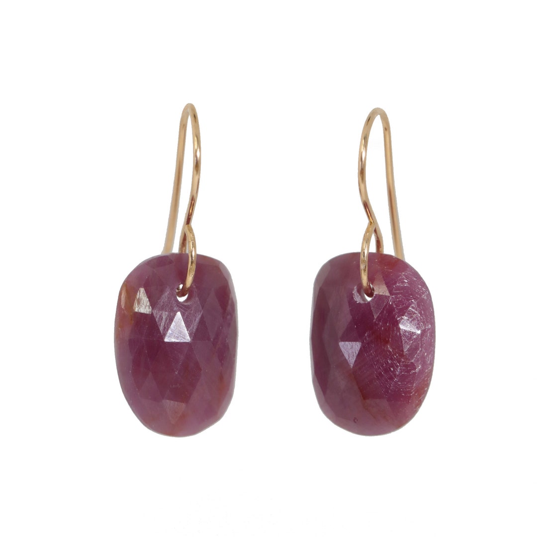 Genuine Ruby Gemstone Earrings*solid 14kgold*faceted Ruby Gemstones ...