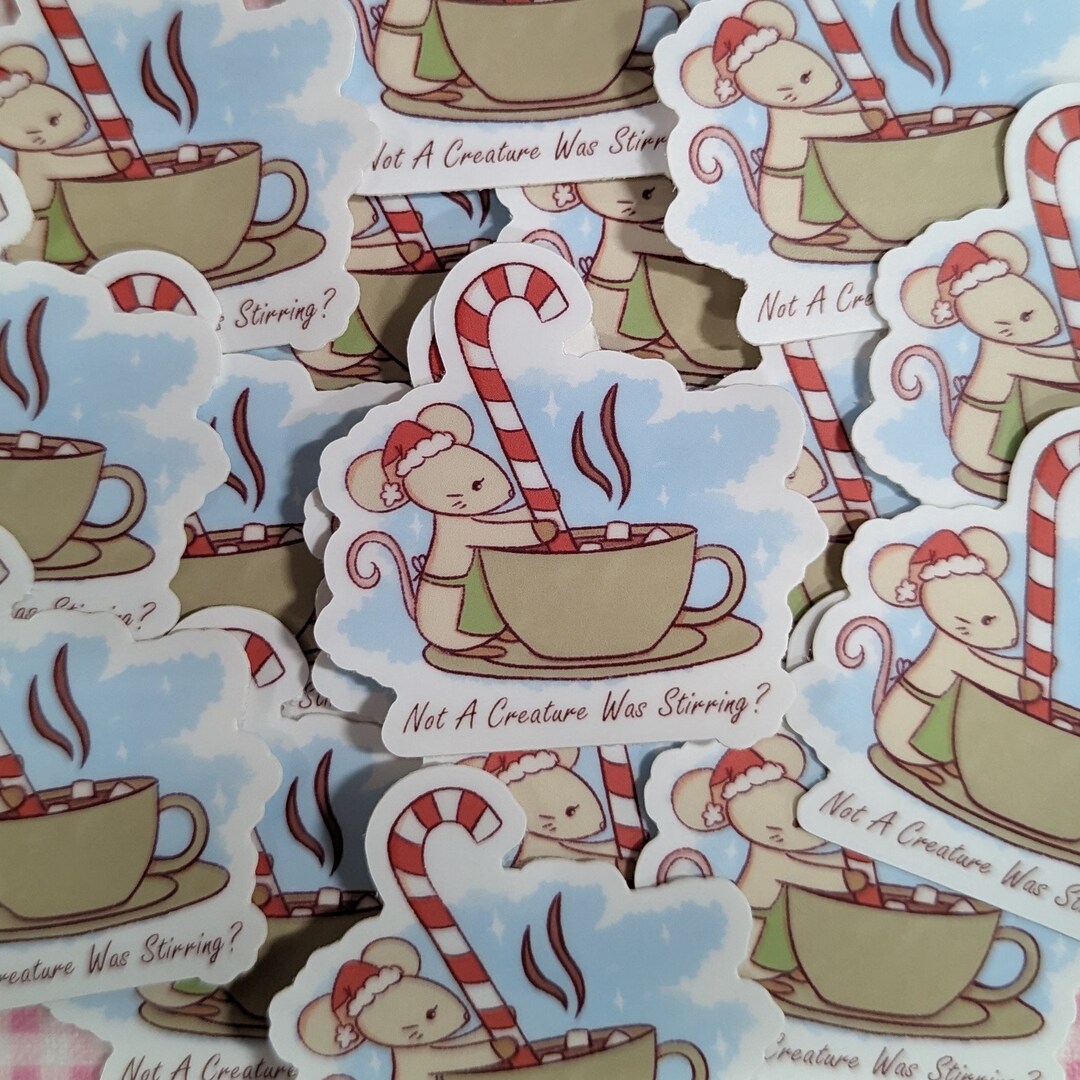 Not A Creature Was Stirring Mouse Waterproof Matte Sticker - Etsy