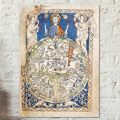 Medieval World Map Psalter Map With a Blessing Christ Two - Etsy
