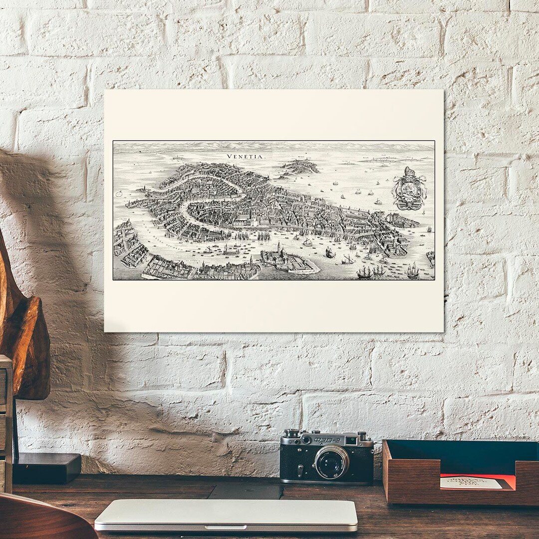 Old Map of Venice From 1650 - Birdview of Venice by M. Merian. Antique ...