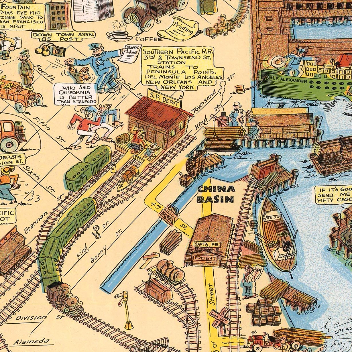 San Francisco Pictorial Map 1927 Cartoonized Map Funny Map - Etsy