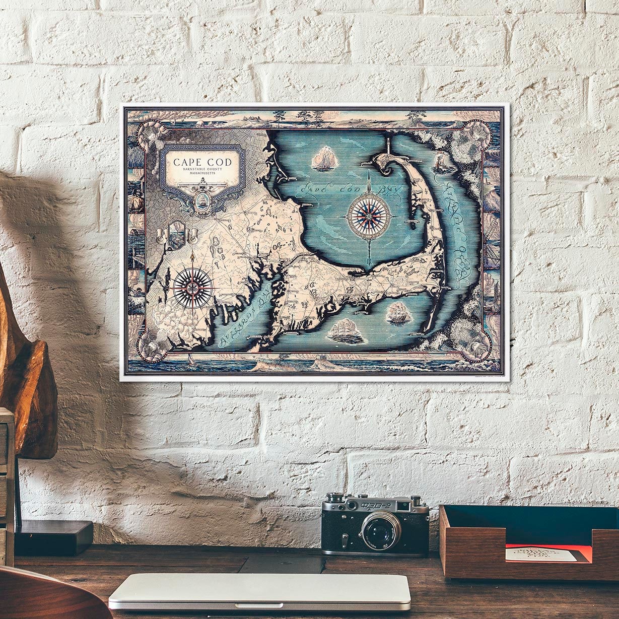 1931 Old Pictorial Map of Cape Cod : Barnstable County | Etsy