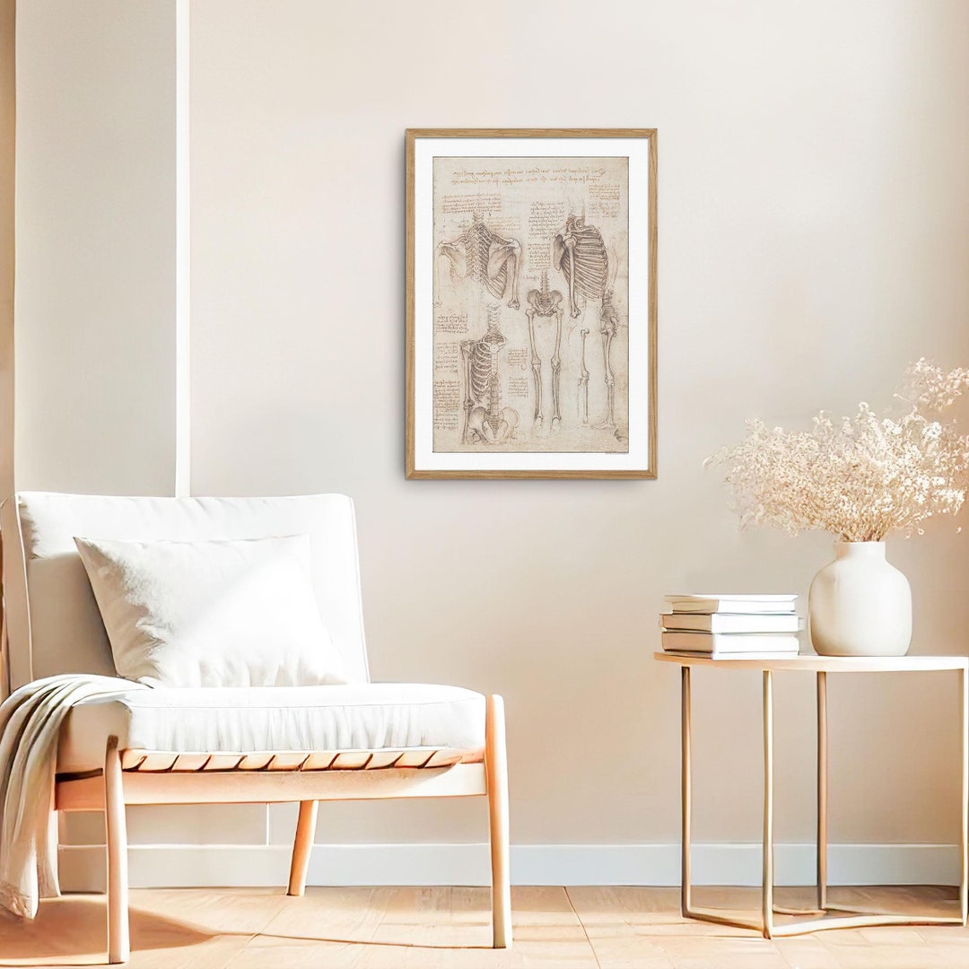 Leonardo Da Vinci’s the Skeleton - Detailed Renaissance Anatomy Art ...