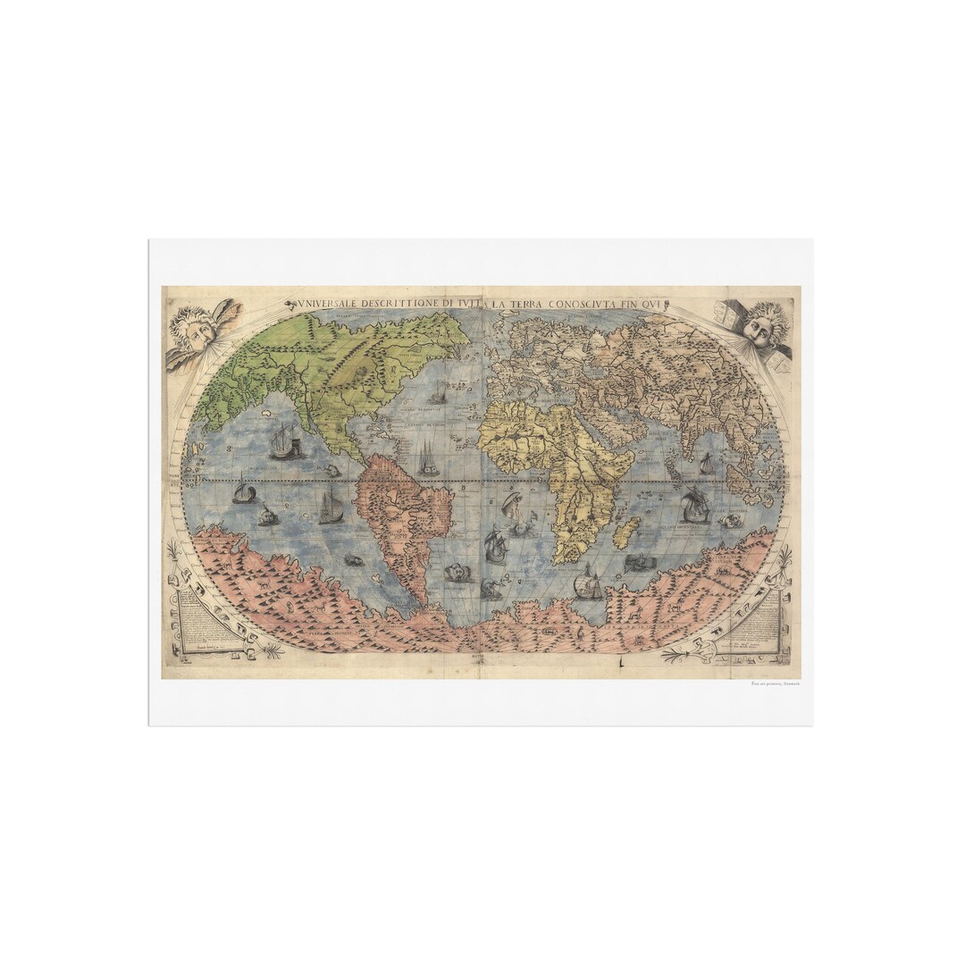 Medieval World Map - Renaissance Map of the World - Replica of Old Map ...