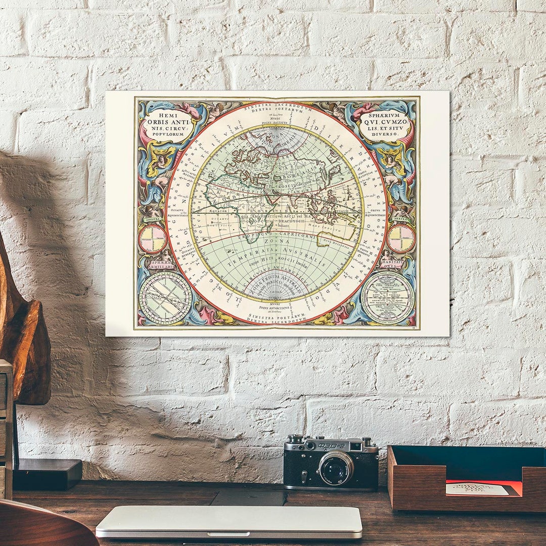 Map of the Old World With Climate and Meridians - Beautiful Vintage Map ...