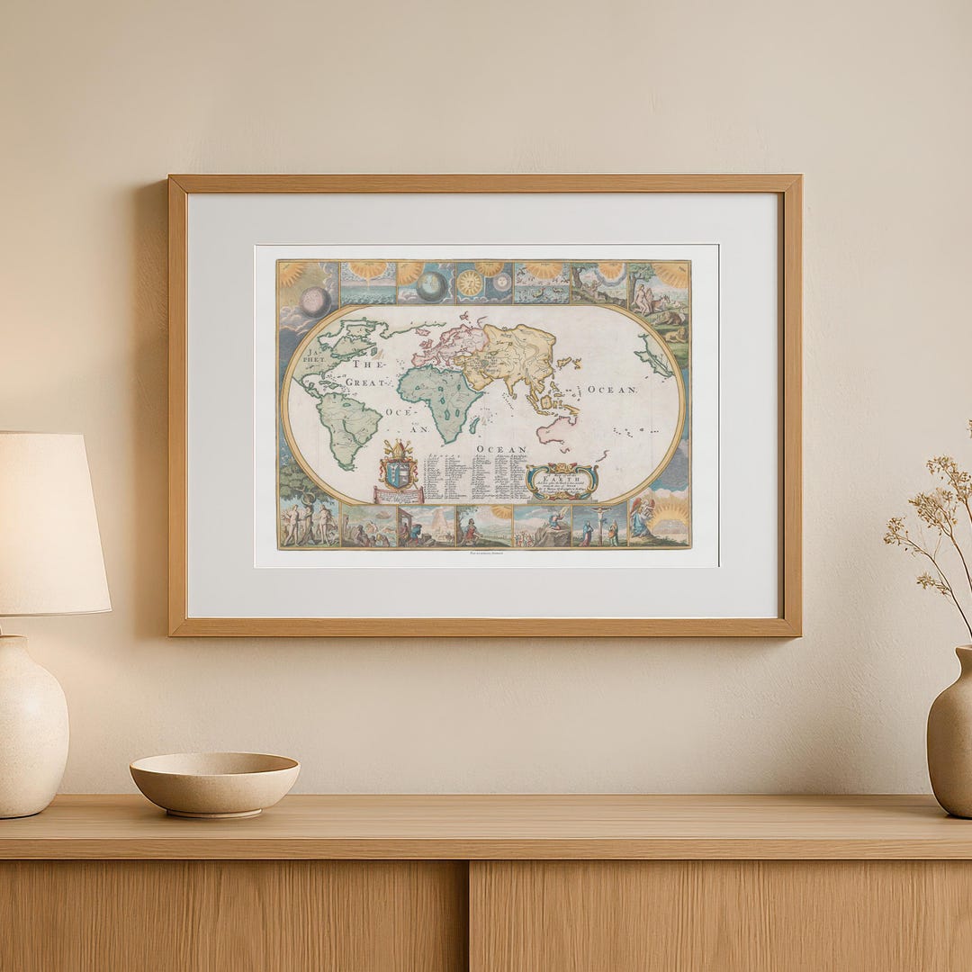 Antique World Map Print – 1681 Moxon Earth Map Poster - Etsy