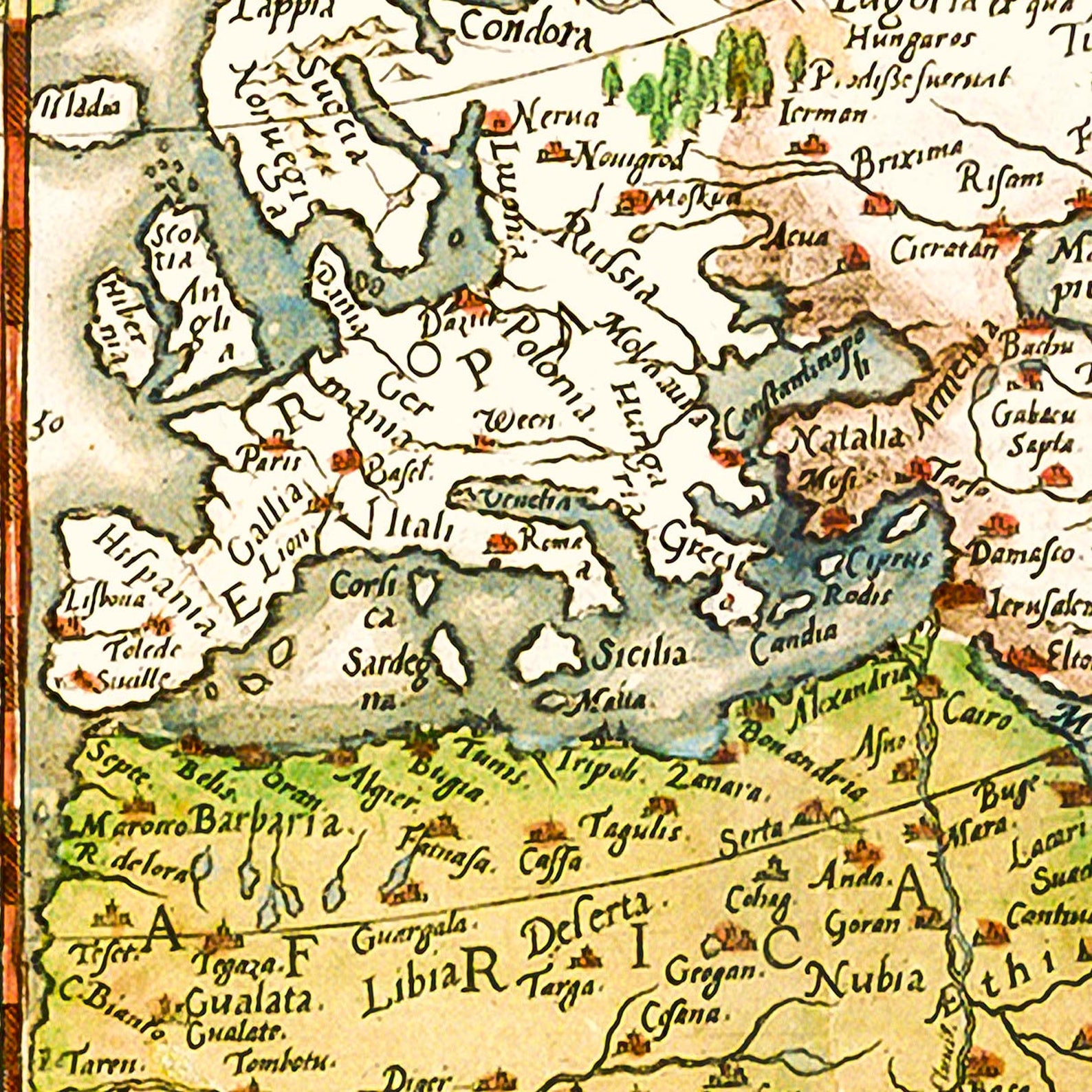 World Map 1578 medieval world map vintage antique map of | Etsy