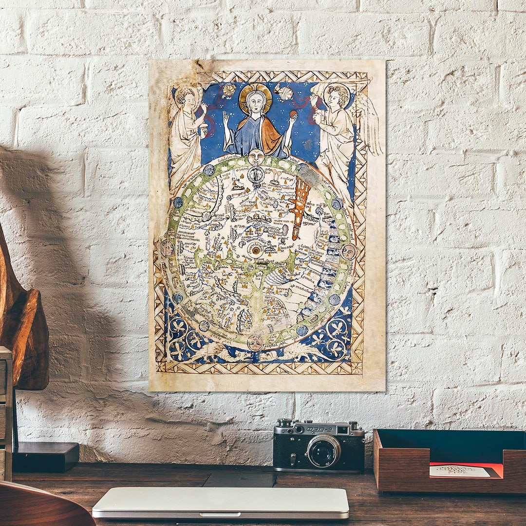Medieval World Map Psalter Map With a Blessing Christ Two - Etsy