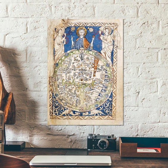 Medieval World Map Psalter Map With a Blessing Christ Two - Etsy Ireland