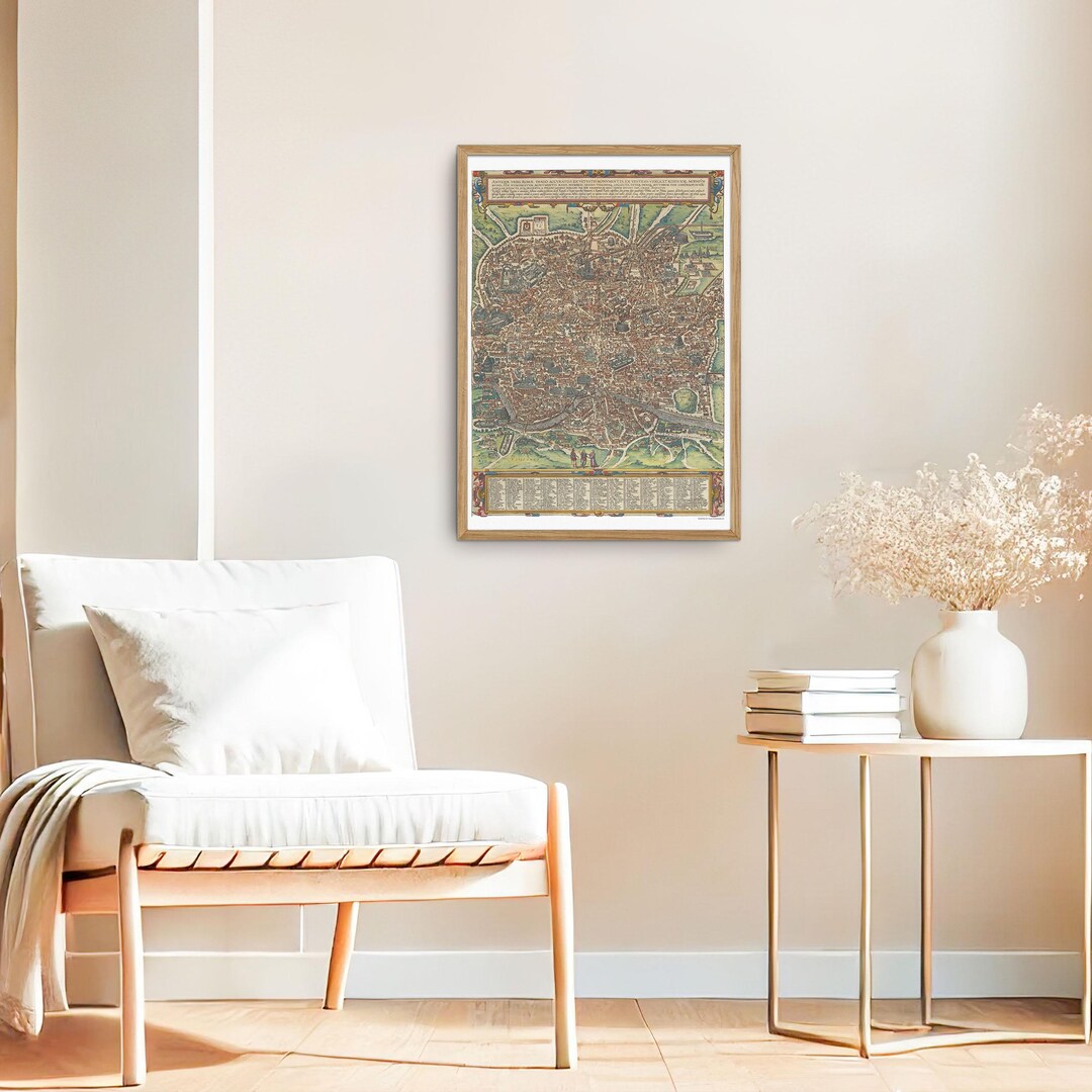 Beautiful Old Map of Rome, 1588 - Bird's-eye View of Rome - Pantheon ...