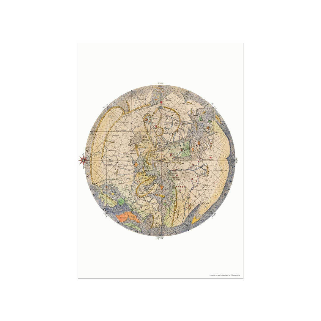 Mappa Mundi World Map by Johann Bongars, 1611, Medieval World Map With ...