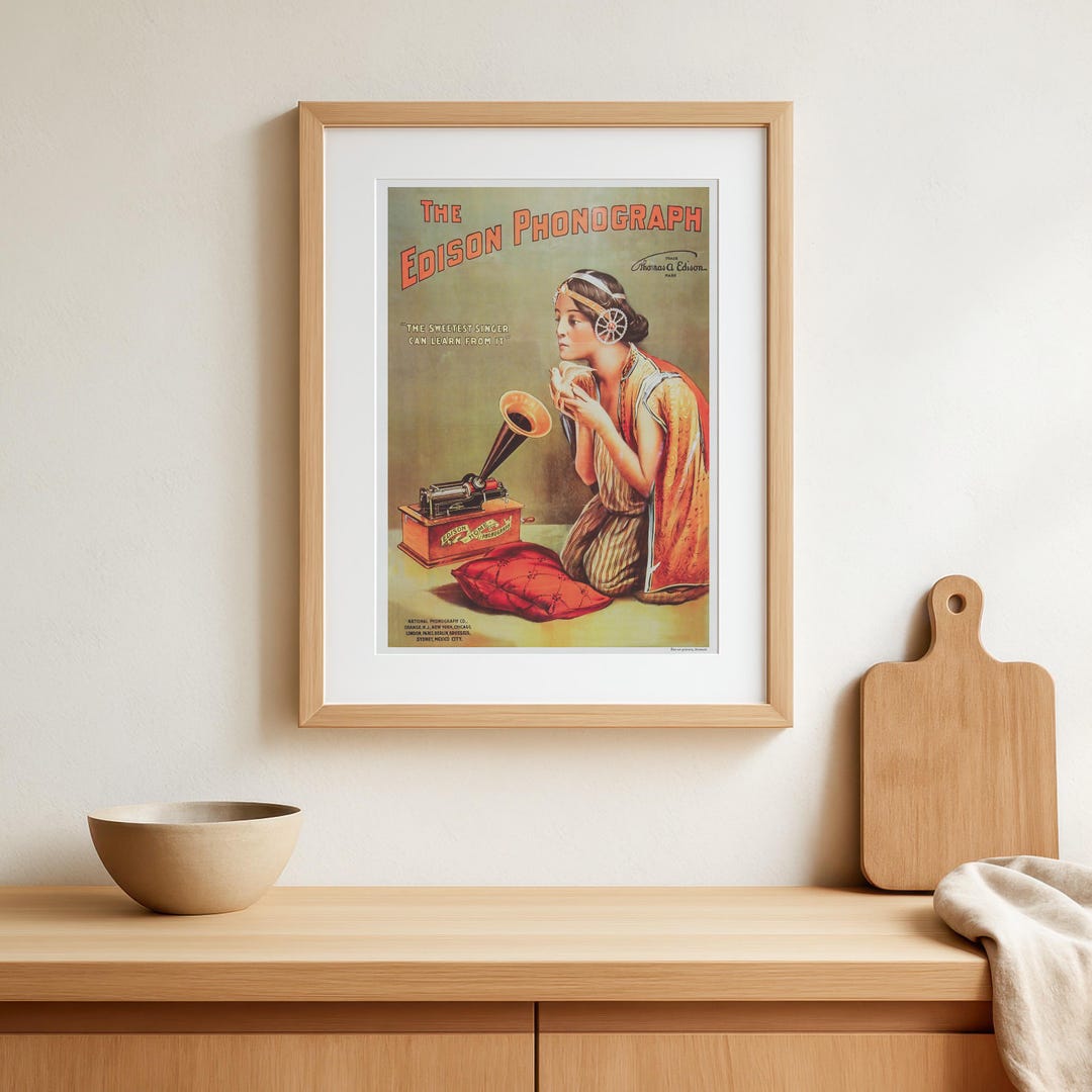 Edison Phonograph Poster – Vintage Gramophone Advertisement Print - Etsy