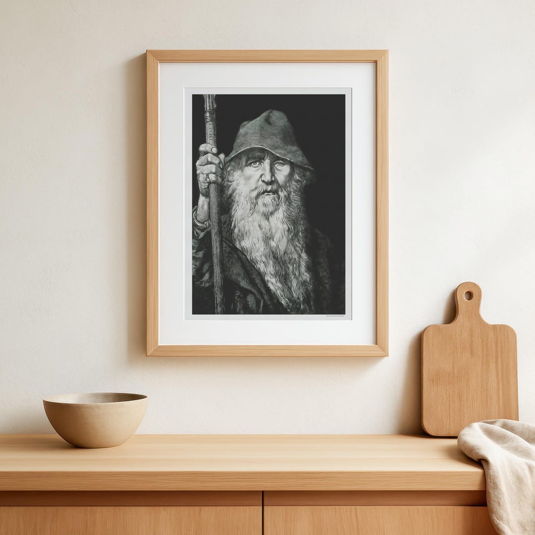 Odin the Wanderer Print – Norse Mythology Wall Art, Viking God Poster ...