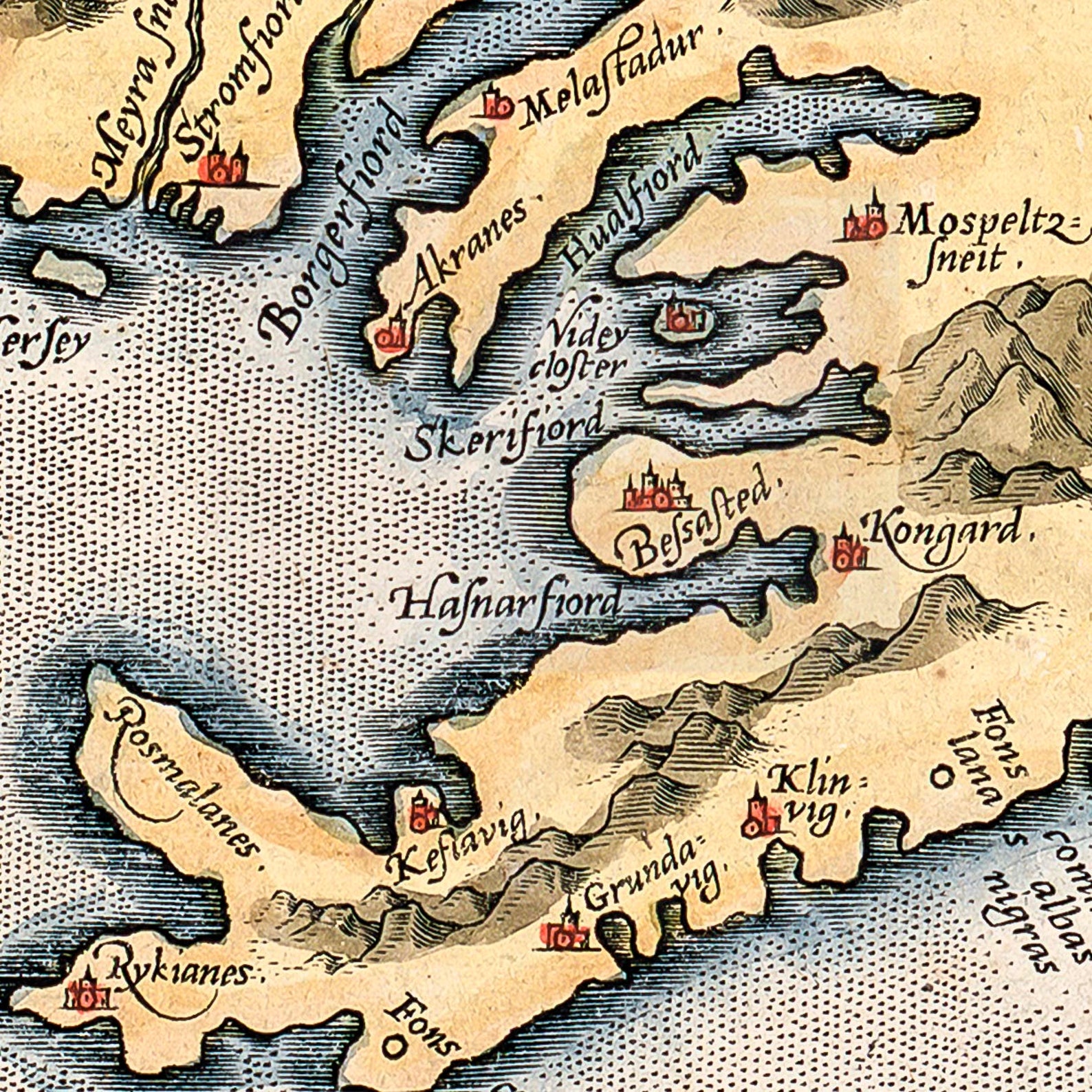 Ortelius Islandia 1585 Old map of Iceland with sea monsters | Etsy