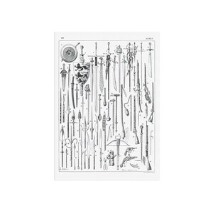 Armes and Weapons Chart From Old French Dictionary 1898 - Antique Arms ...