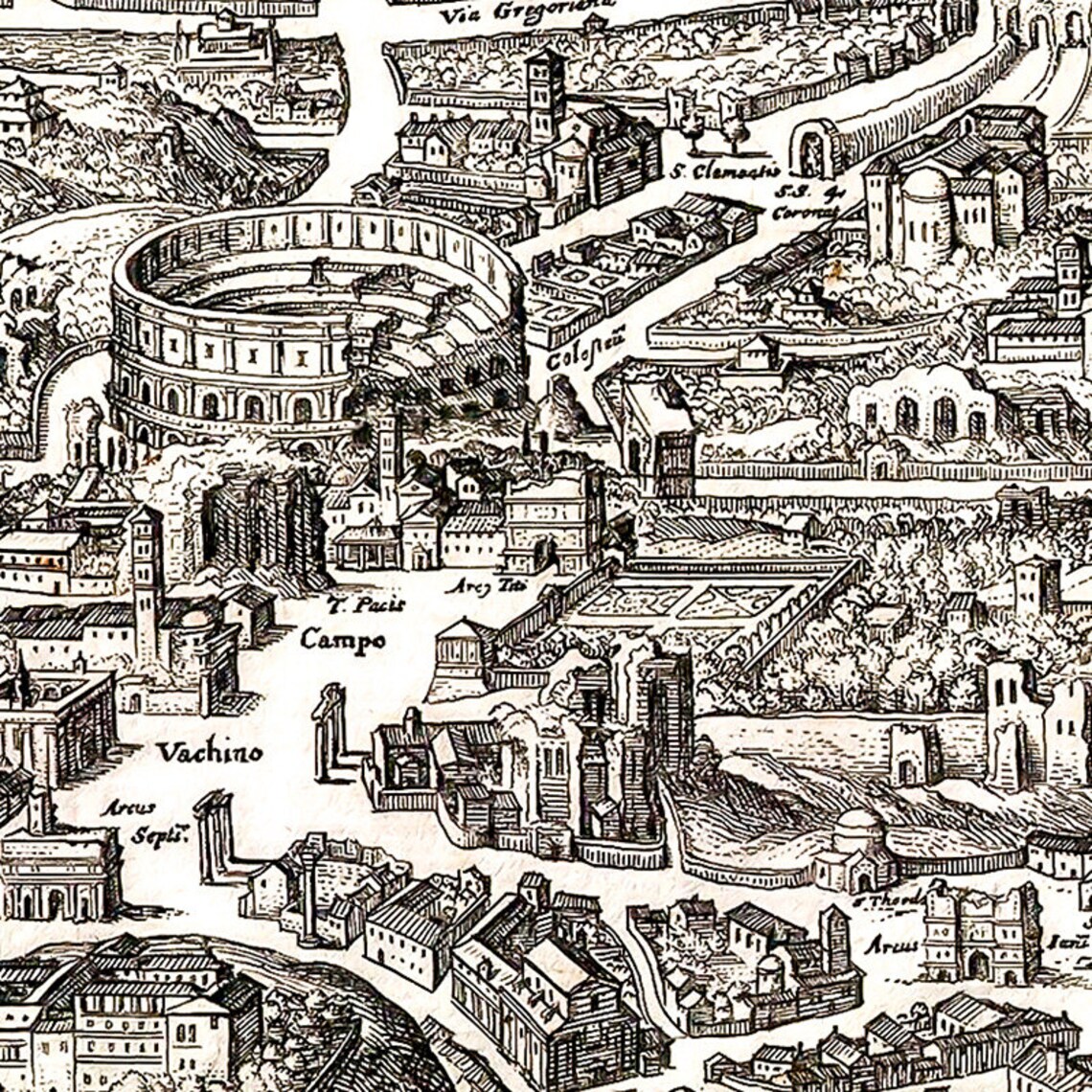 Mapa antiguo de Roma de 1641 Mapa romano SPQR Mapa antiguo - Etsy España