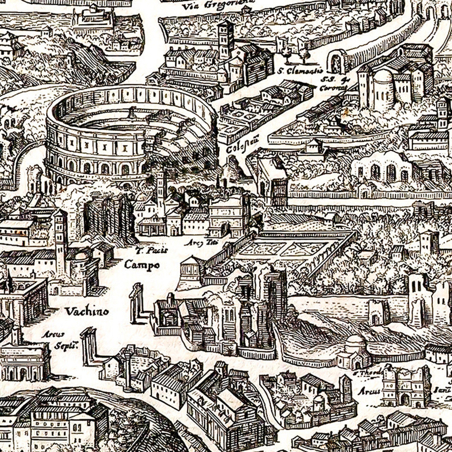 Oude kaart van Rome uit 1641 Romeinse kaart SPQR Antieke - Etsy België