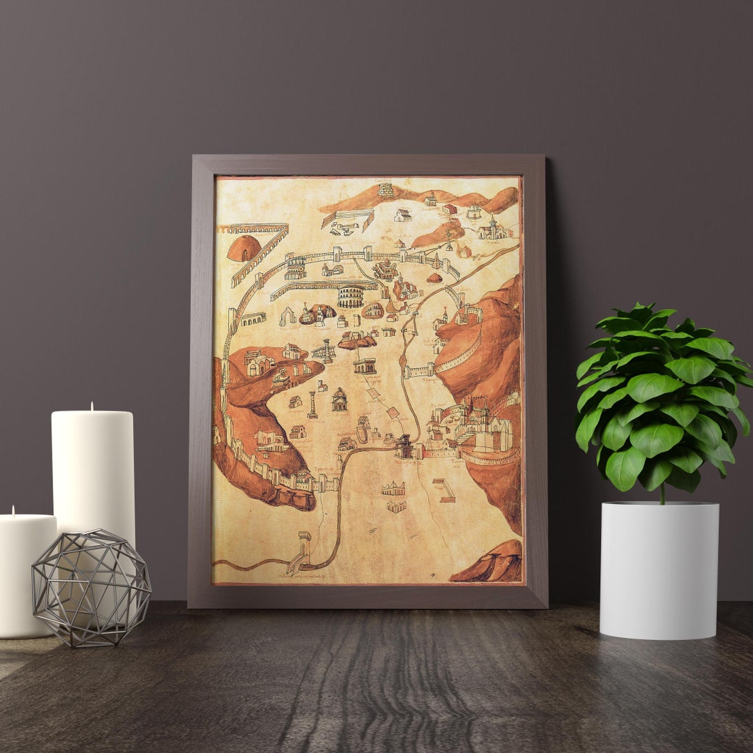 Medieval City Map of Rome From 1469 - Roman Map SPQR - Antique Roma Map ...