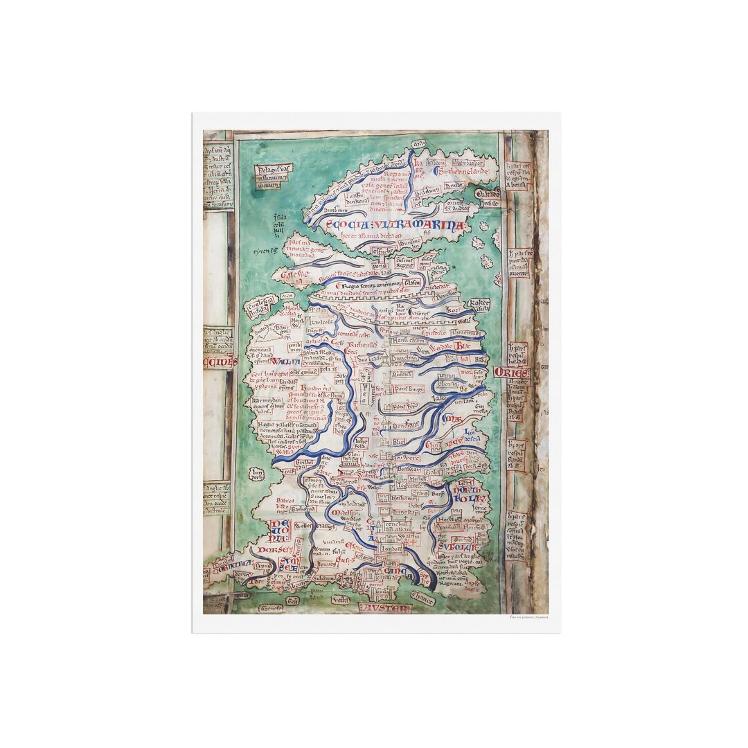 Medieval Map of Britain - Old Vintage Map of Great Britain From Ca ...