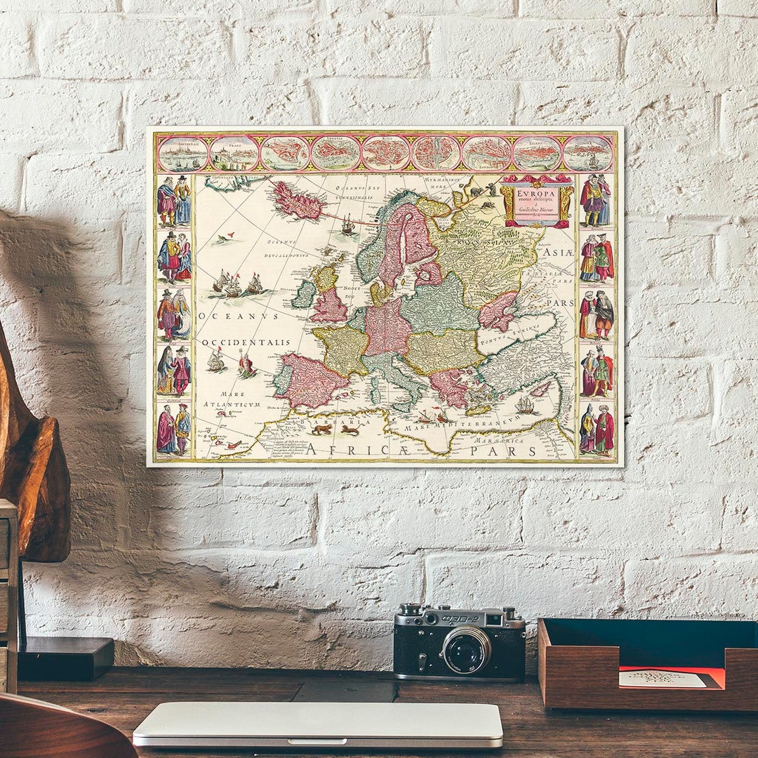Old Map of Europe 1665 - Reproduction of Antique Maps - Vintage ...