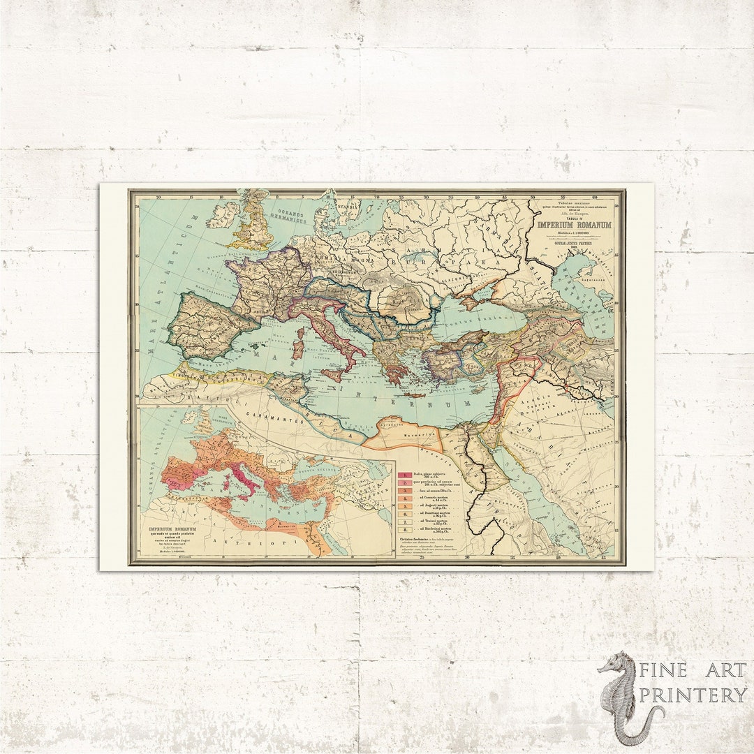 Old Map of the Roman Empire Imperium Romanum Replica of Map Depicting ...