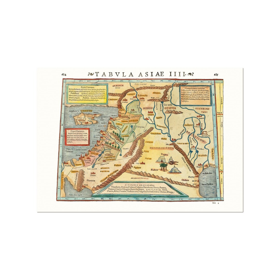 Munsters Map of the Holy Land - Tabula Asiae IIII - Sebastian Munster ...