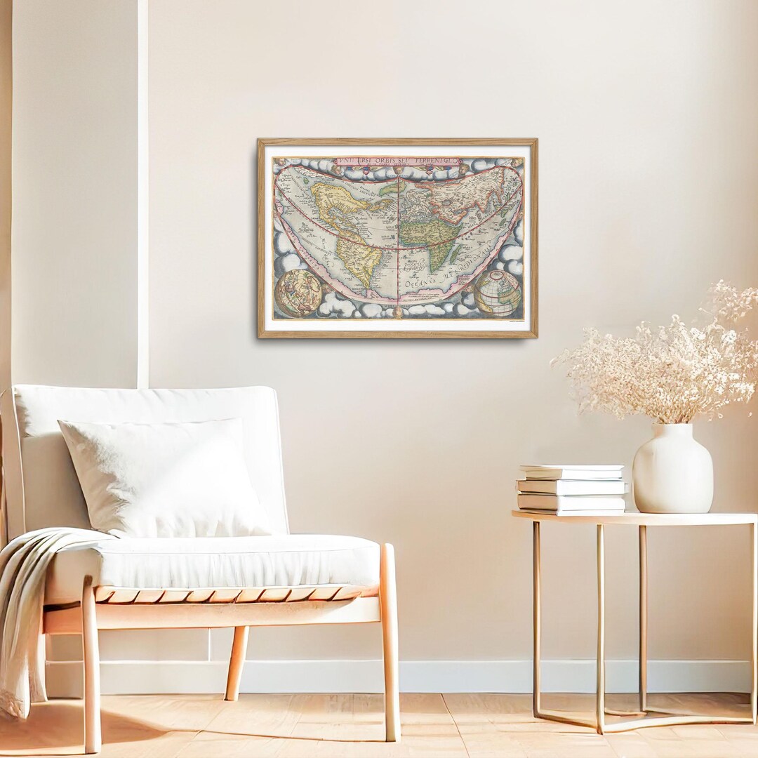 World Map by Gerard De Jode - Rare Heart-shaped Cordiform Projection ...