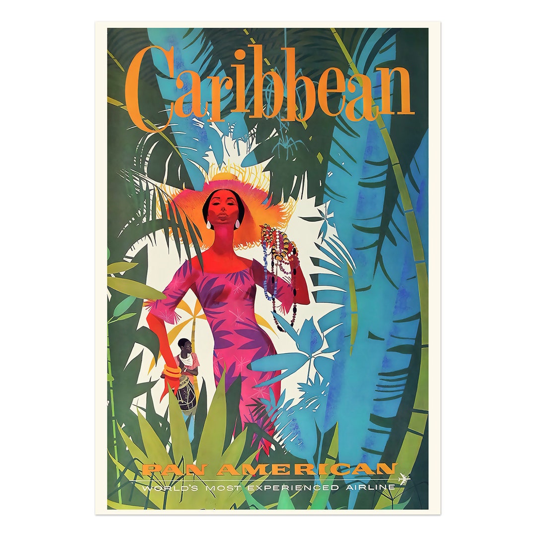 Vintage Caribbean Travel Poster Pan Am Travel Posters Retro Travel and ...