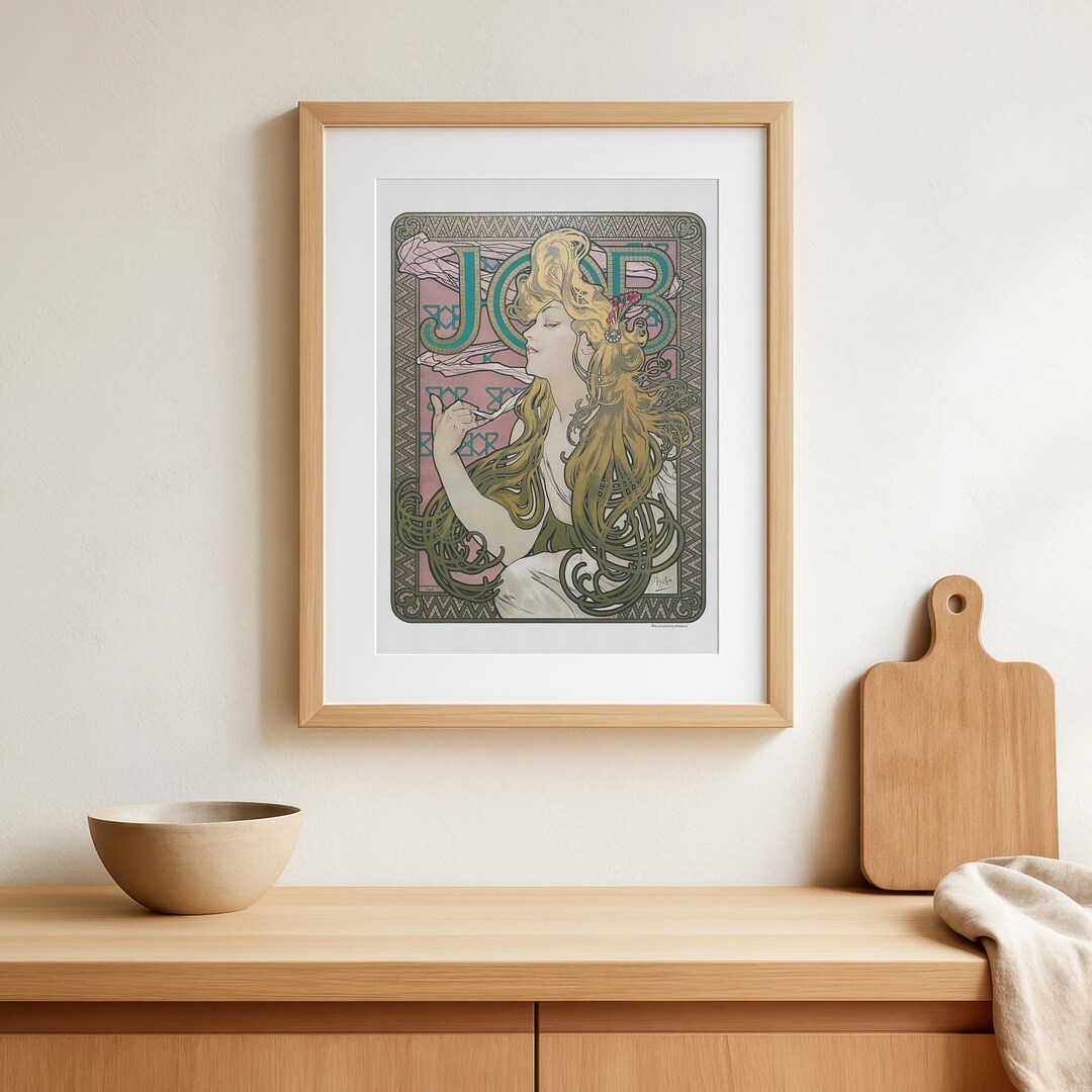Alphonse Mucha JOB Art Nouveau Poster, Vintage Lady, Fine Art Print - Etsy