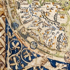 Medieval World Map - Psalter Map - With a Blessing Christ, Two Angles ...