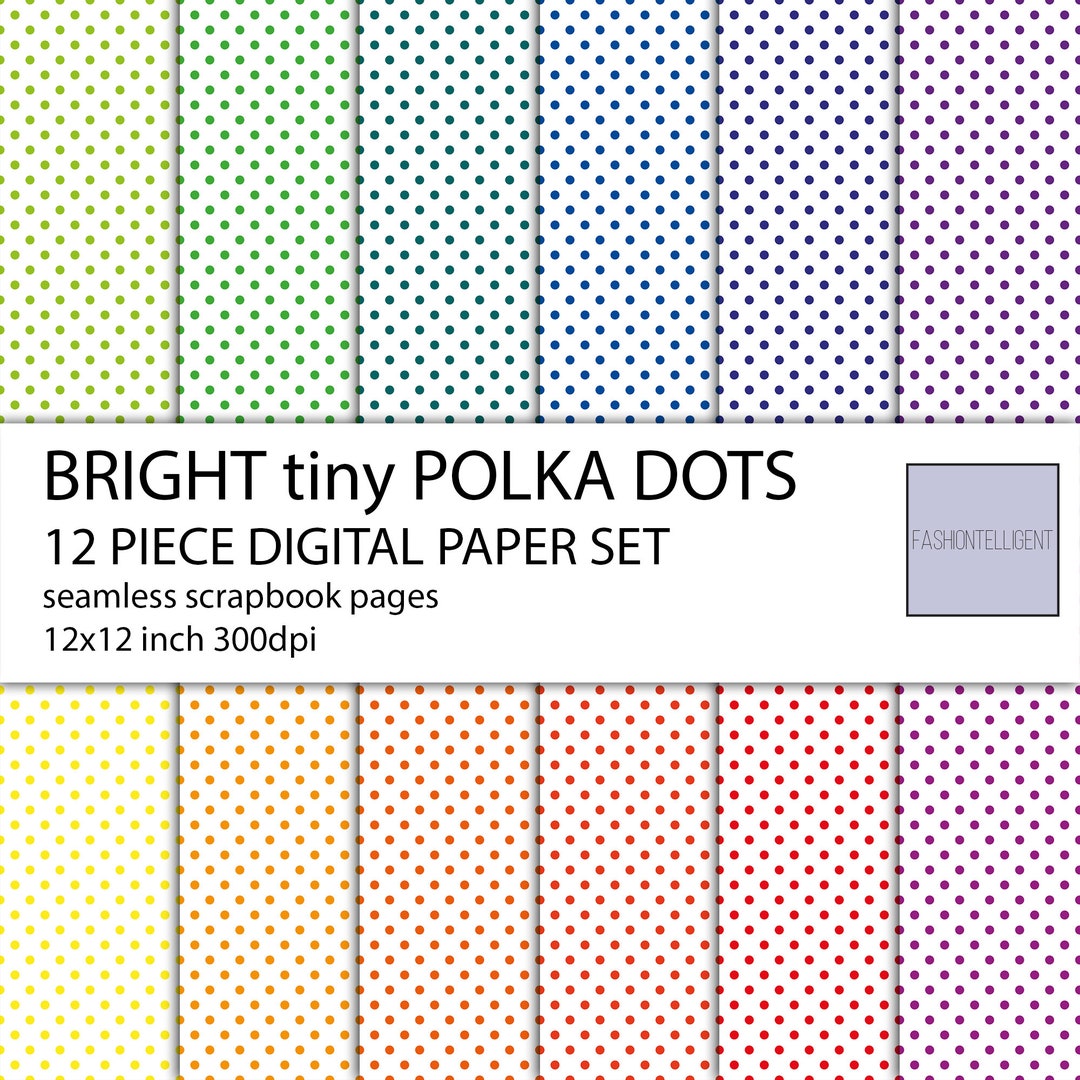 Bright Tiny Polka Dots 12 Piece Digital Paper Set - Etsy