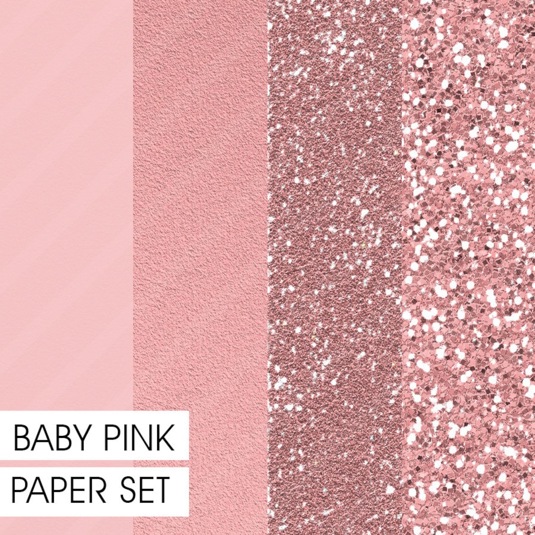 Glitter&plain PAPER Set Baby Pink 4 Different Pre-made Pages Instant ...