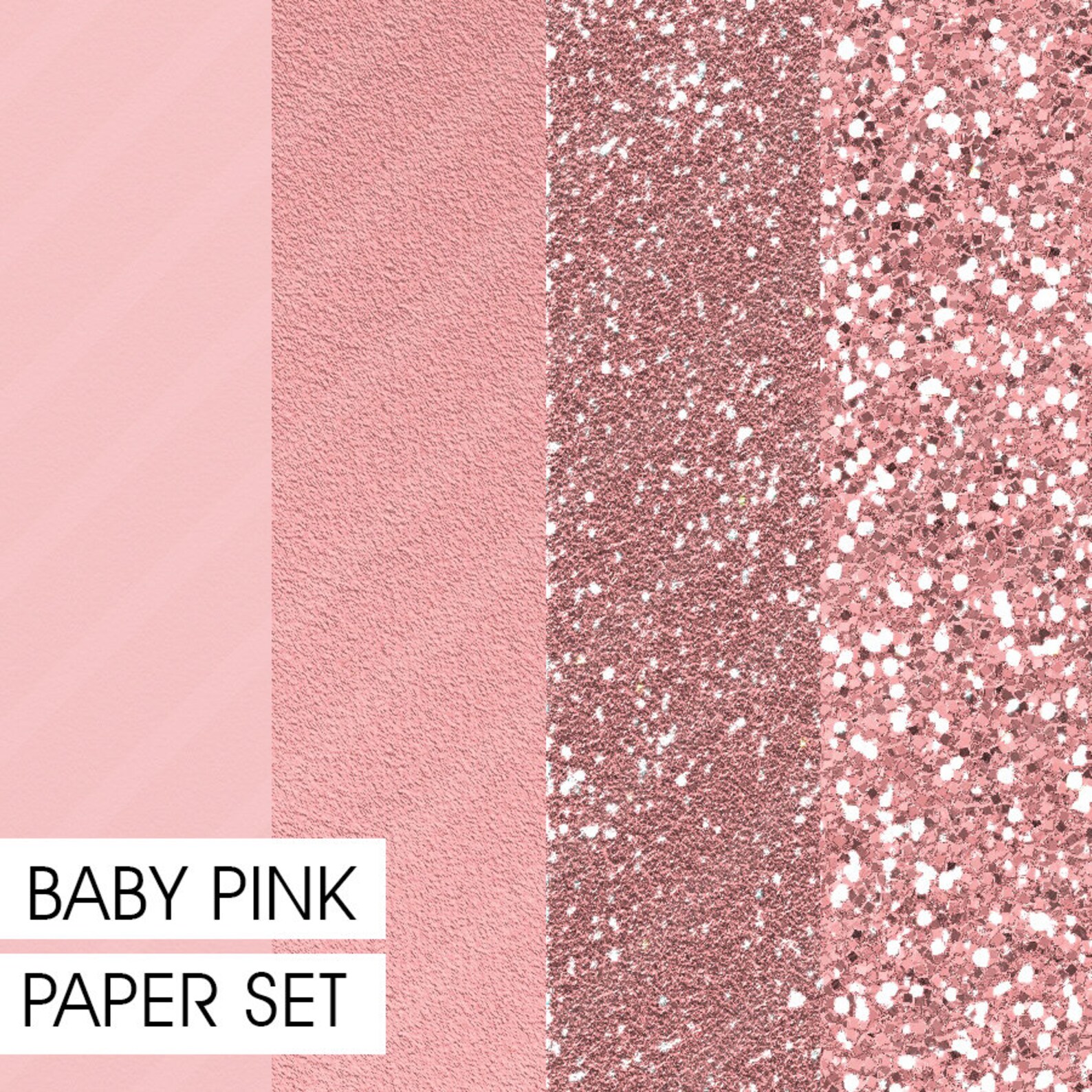 Glitter&plain PAPER Set Baby Pink 4 Different Pre-made Pages Instant ...