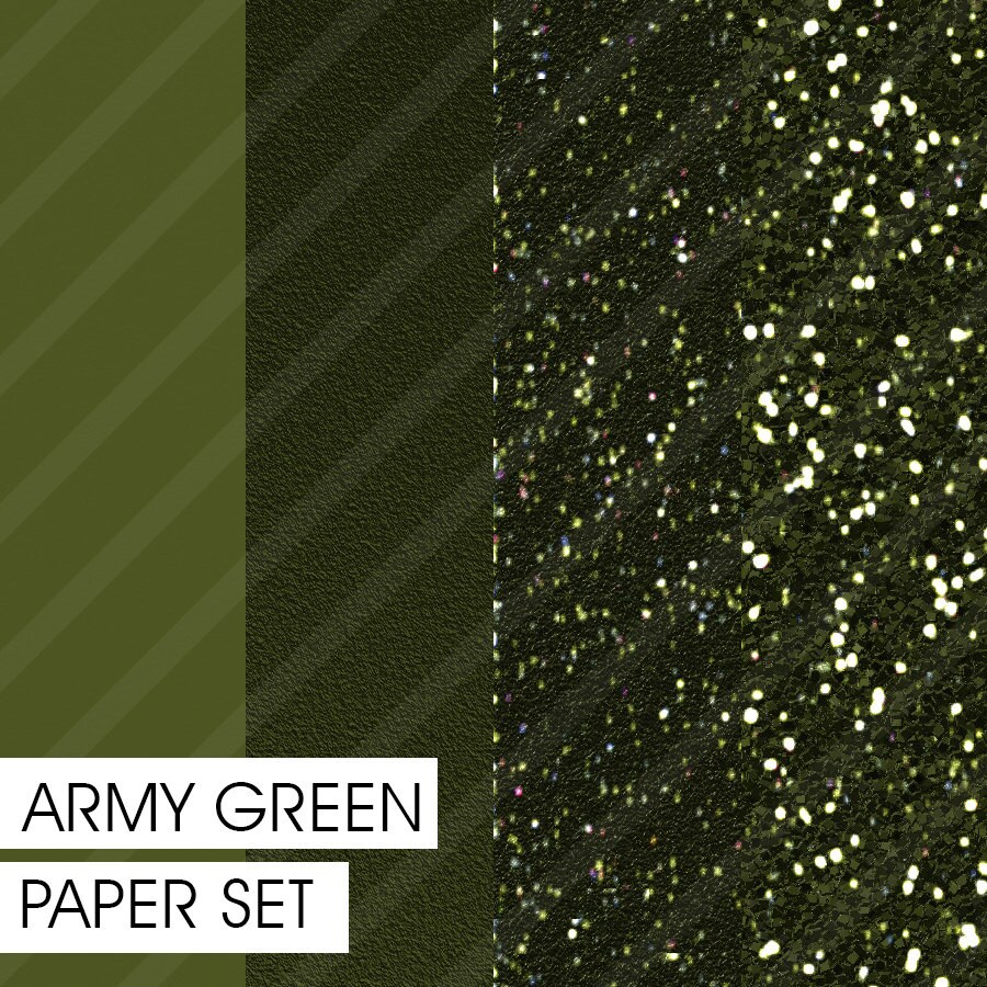 Glitter&plain PAPER Set Army Green 4 Different Pre-made Pages Instant ...
