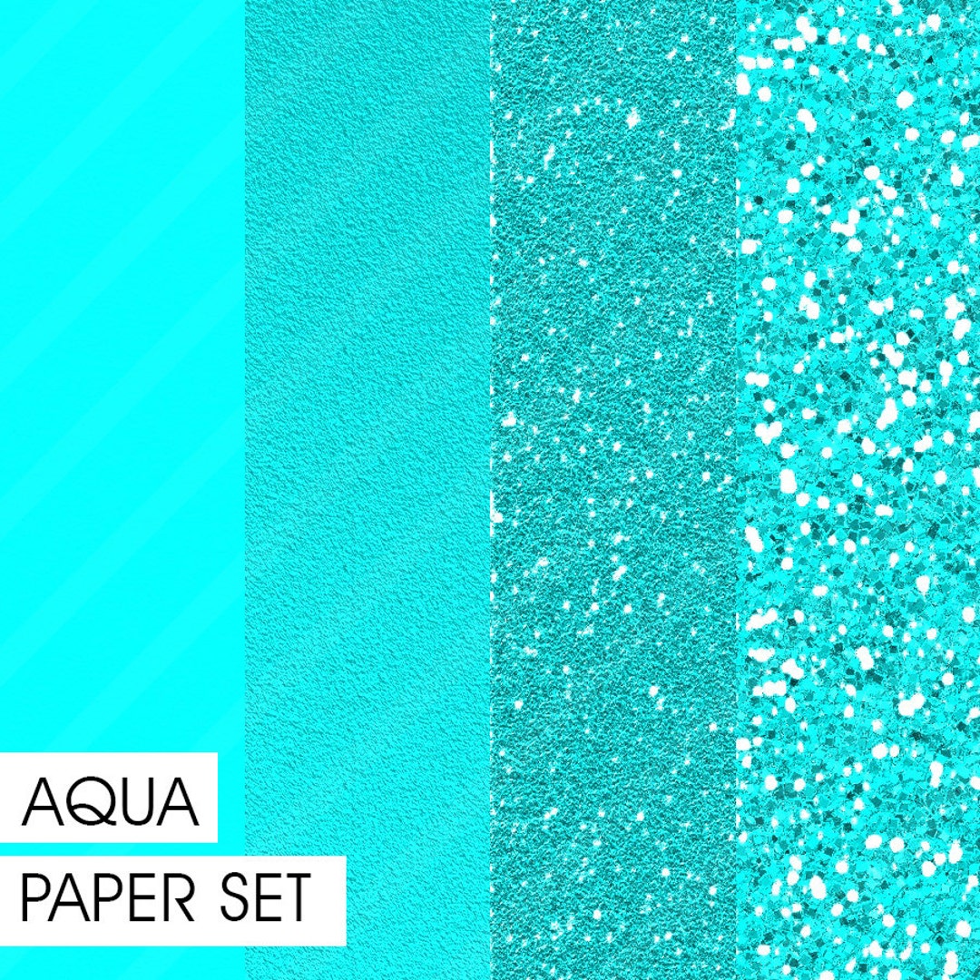 Glitter&plain PAPER Set Aqua 4 Different Pre-made Pages Instant ...