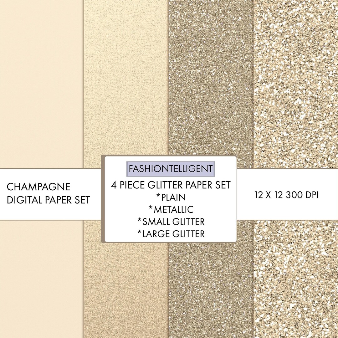 4 Piece Glitter Digital Paper Set / Champagne / Pre-made Pages ...