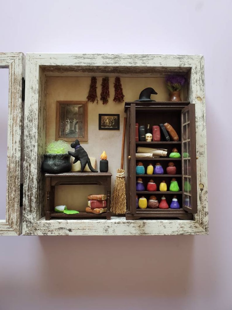 Witch/black Cat Shadow Box Diorama when the Witch is - Etsy
