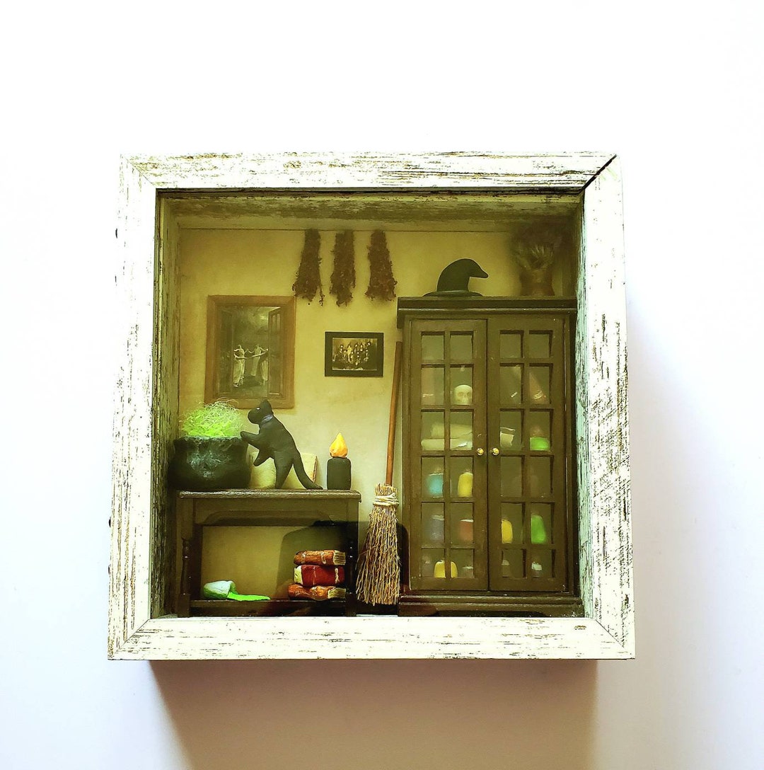 Witch/black Cat Shadow Box Diorama when the Witch is - Etsy