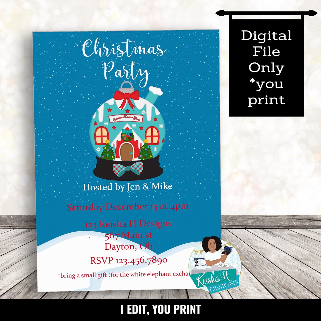 Kids Snow Globe Christmas Invitation, Winter Invitation, Holiday ...