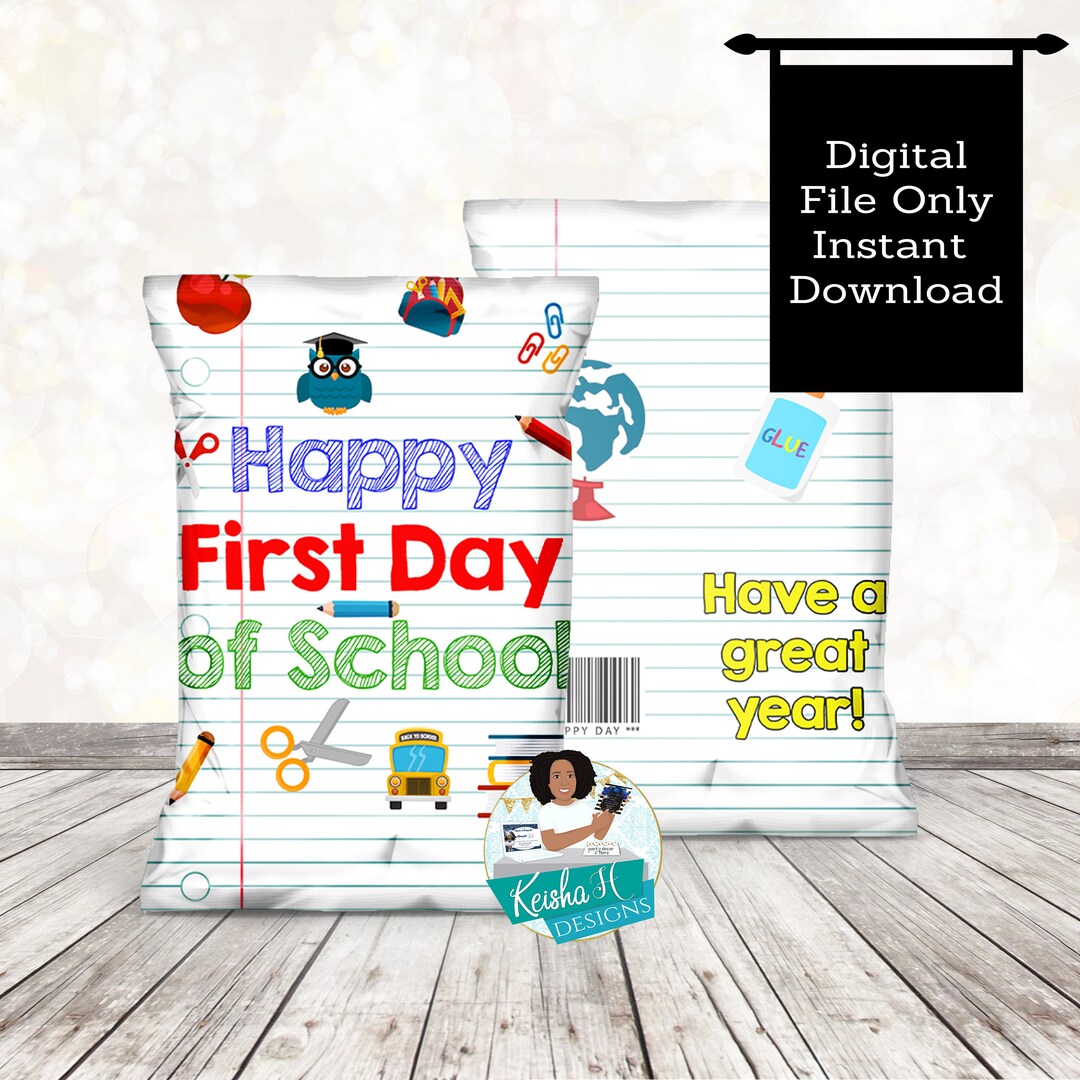 Back to School Party Chip Bag Birthday Party Favor Printable, Teacher ...