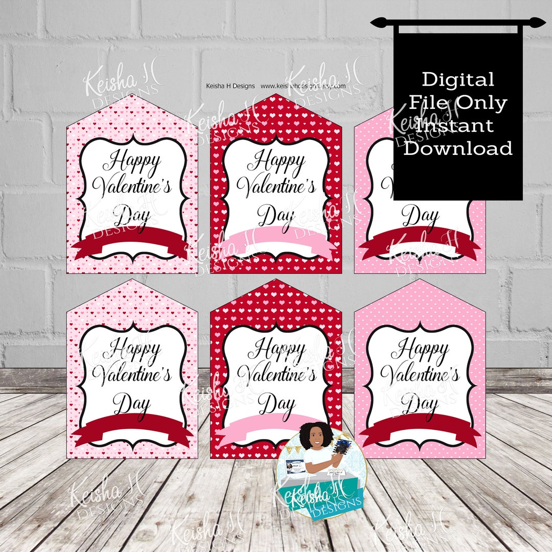 Heart Valentine Favor Tags, Classroom Valentine Tags, School Valentines ...