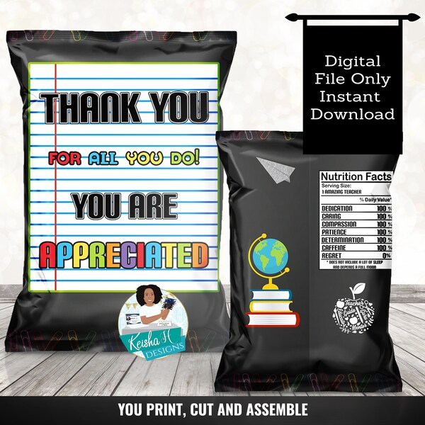 Teacher Appreciation Chip Template - Etsy