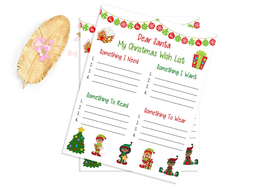 Letter to Santa, Dear Santa Wish List, Children Christmas List, Kids ...