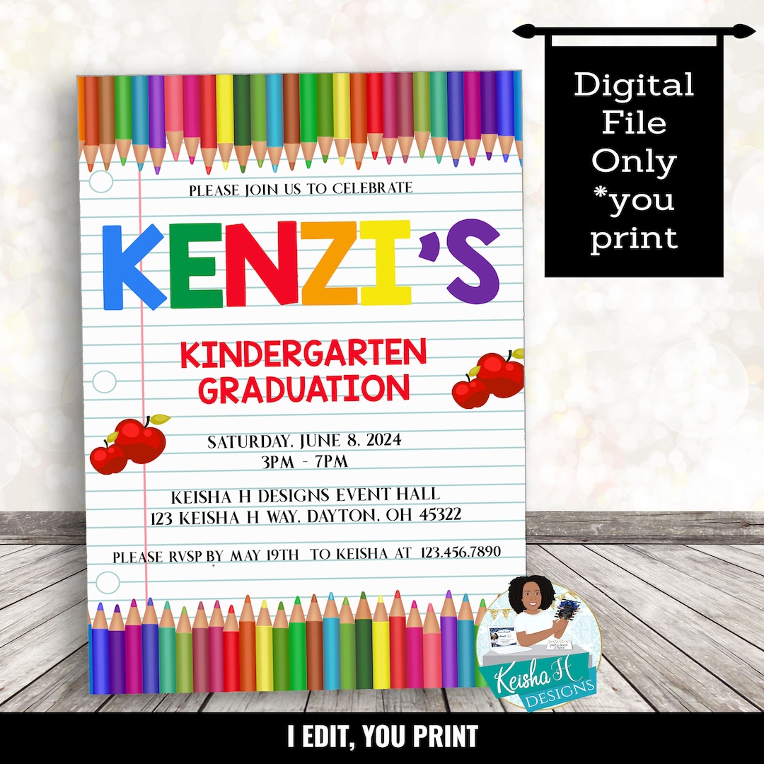 Colored Pencils Preschool Graduation Invitation, Last Day of School ...