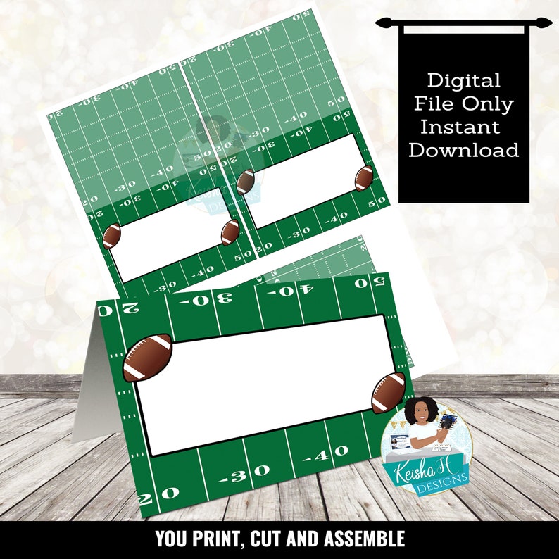 Football Themed Food Labels, Printable Tent Cards, DIY Birthday Party ...