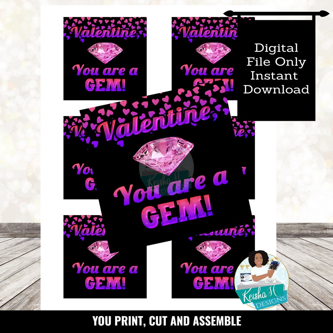 You Are a Gem Valentine Class School Favor Tags, Jungle School Class ...