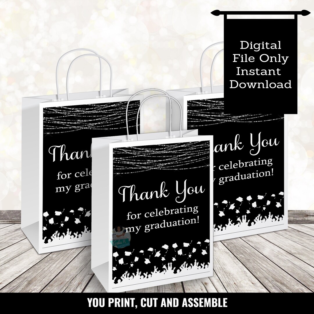 Thank You Graduation Gift Bag Label, Graduation Favor Bag Label ...