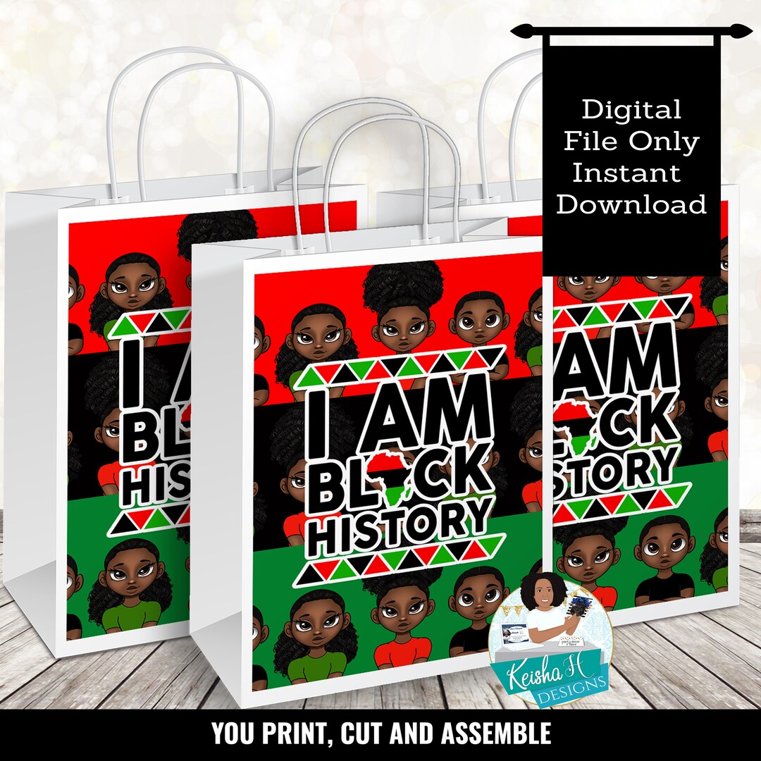 I Am Black History Kids Celebration Gift Bag Printable, Black Lives ...