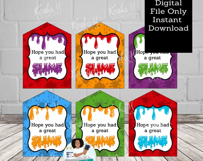 Editable Slime Birthday Thank You Gift Tags | Slime Party Favor Tags ...